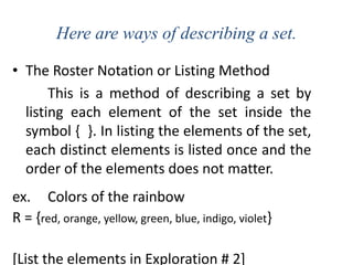 SETS FOR CLASS 7 AND 8 | PPTX