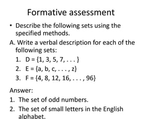 SETS FOR CLASS 7 AND 8 | PPTX