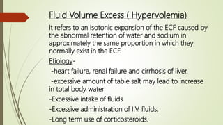 fluid and electrolyte disturbance in human body | PPTX