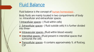 fluid and electrolyte disturbance in human body | PPTX