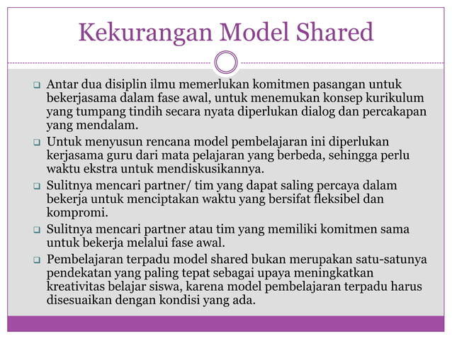 Ppt pembelajaran terpadu model shared | PPTX