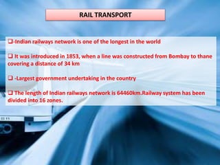 Indian transport and Communication | PPTX