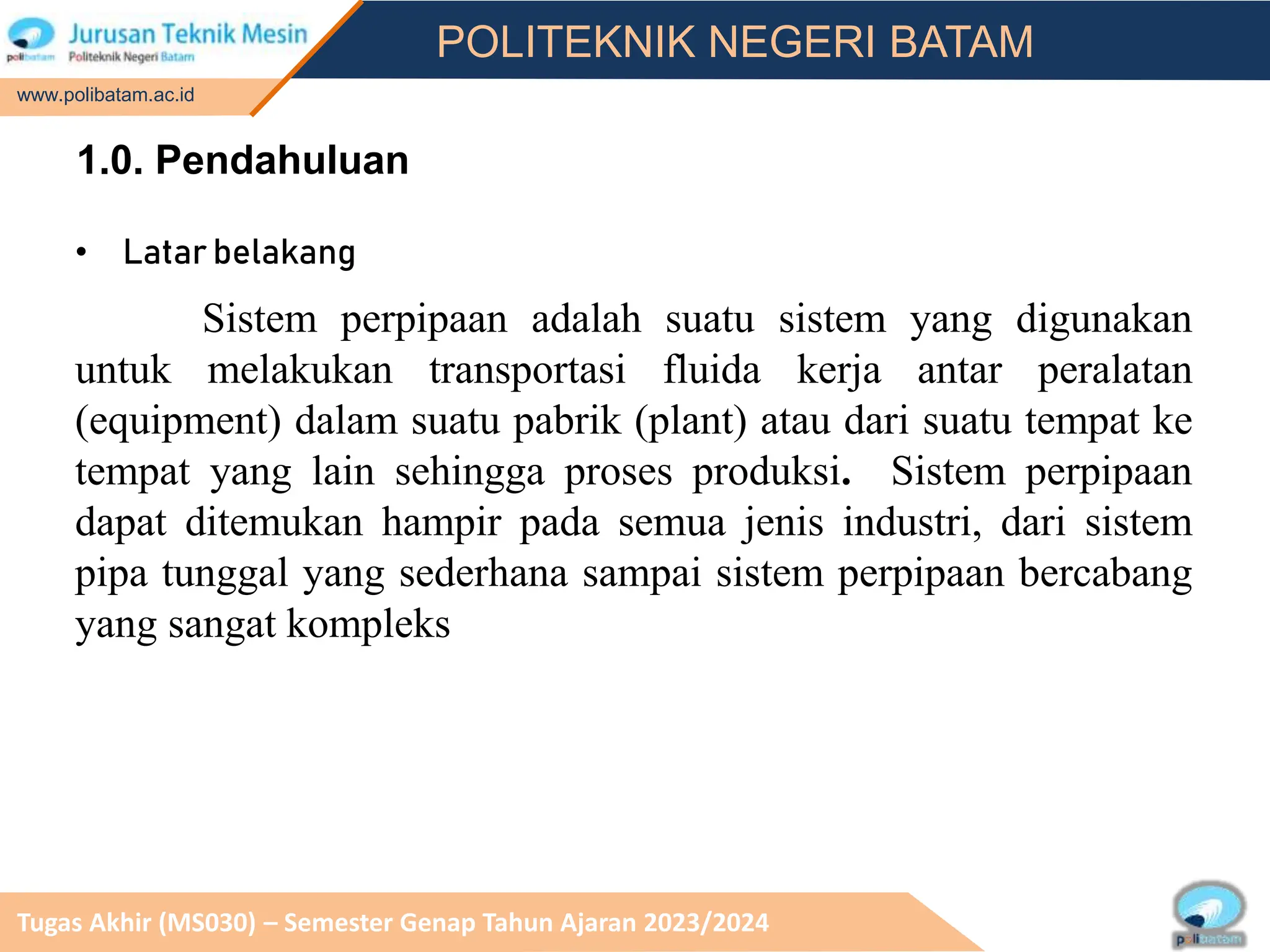 PPT Sidang Proposal laporan akhir pengaruh coupling pipa terhadap ...