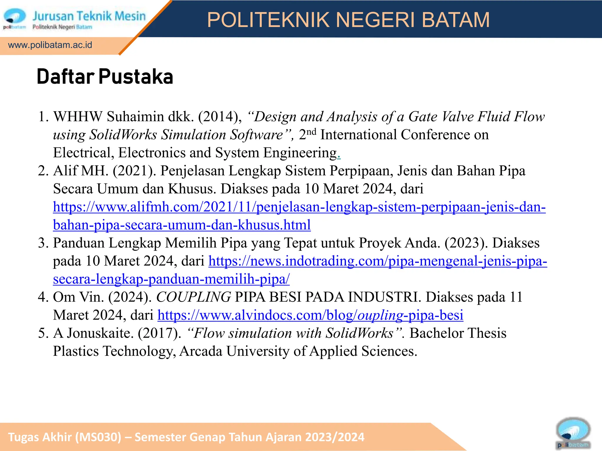 PPT Sidang Proposal laporan akhir pengaruh coupling pipa terhadap ...