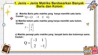 PENGENALAN MATRIKS BESERTA CONTOH SOALNYA | PPTX