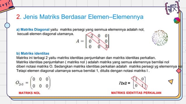 PENGENALAN MATRIKS BESERTA CONTOH SOALNYA | PPTX