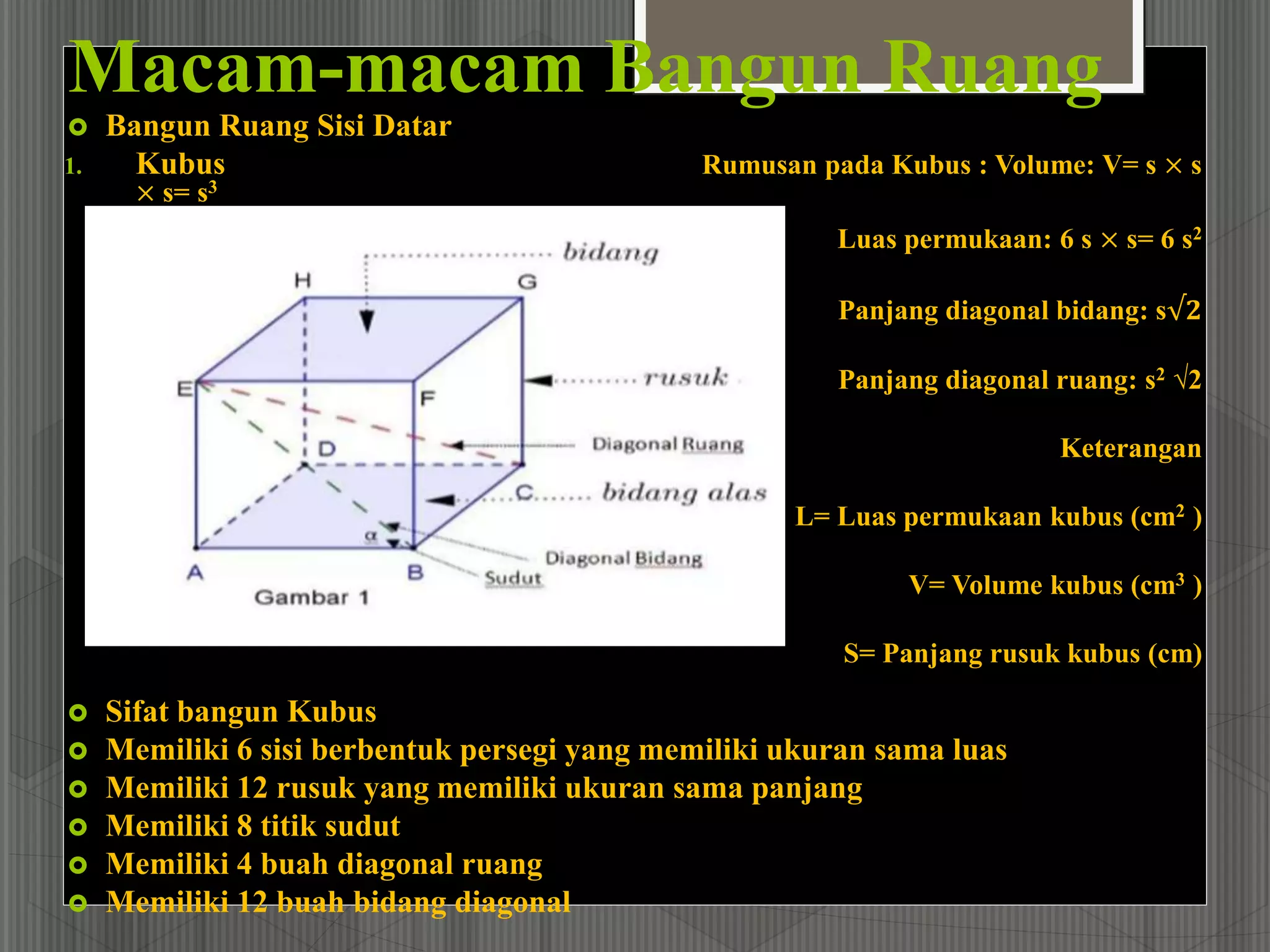 Ppt singkat geometri bangun ruang kel.6 | PPTX