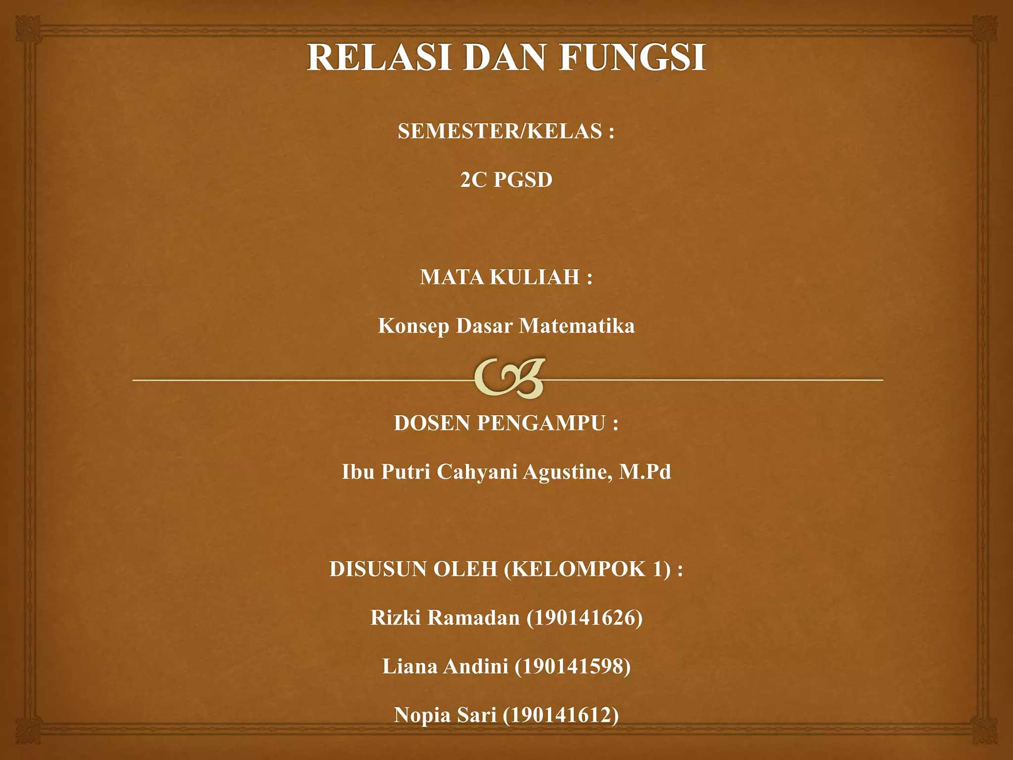 Ppt singkat kelompok 1 materi relasi dan fungsi | PPT