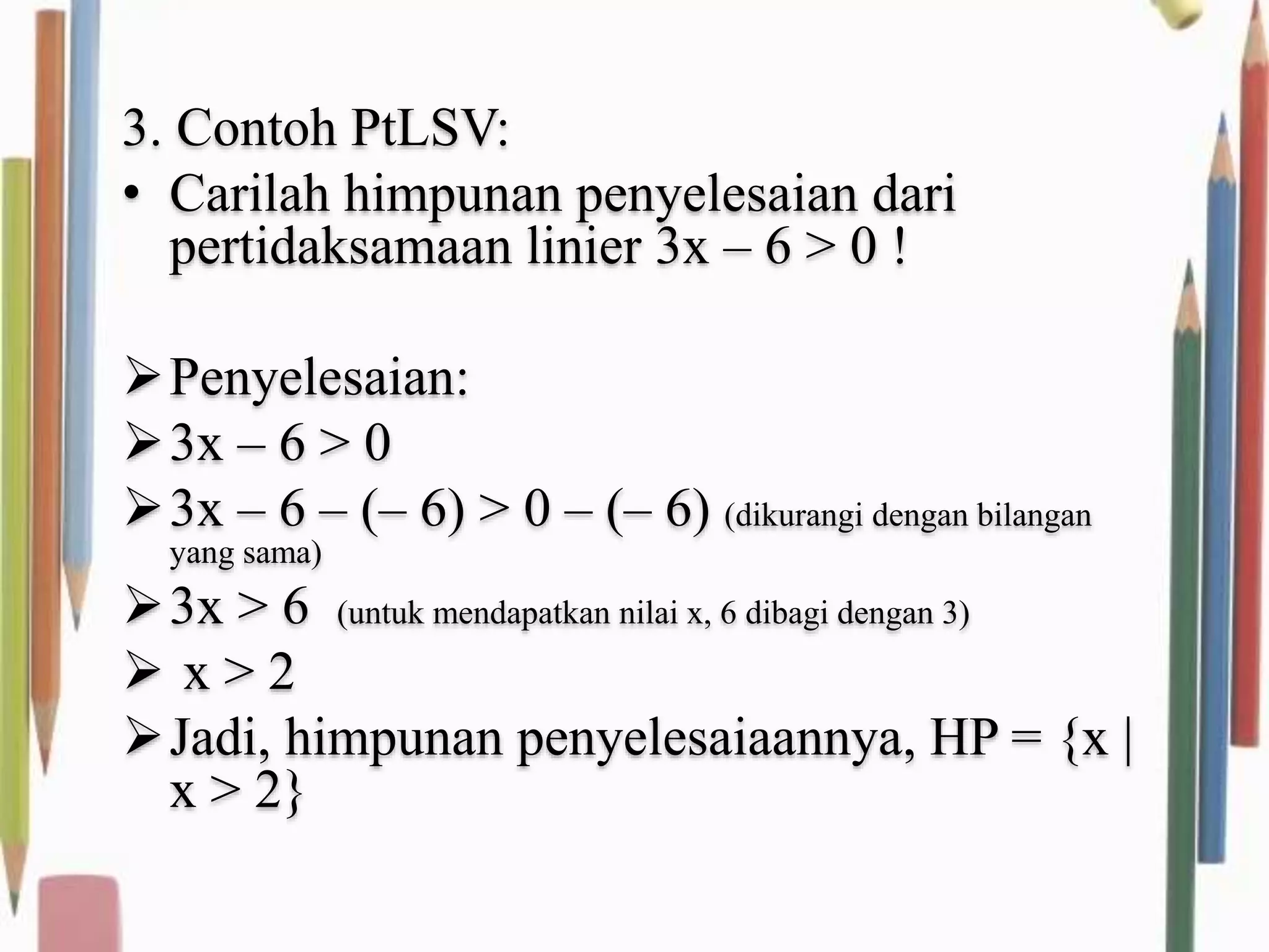 Ppt singkat persamaan linier dan pertidaksamaan linier | PPTX