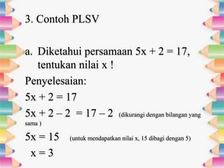 Ppt singkat persamaan linier dan pertidaksamaan linier | PPTX