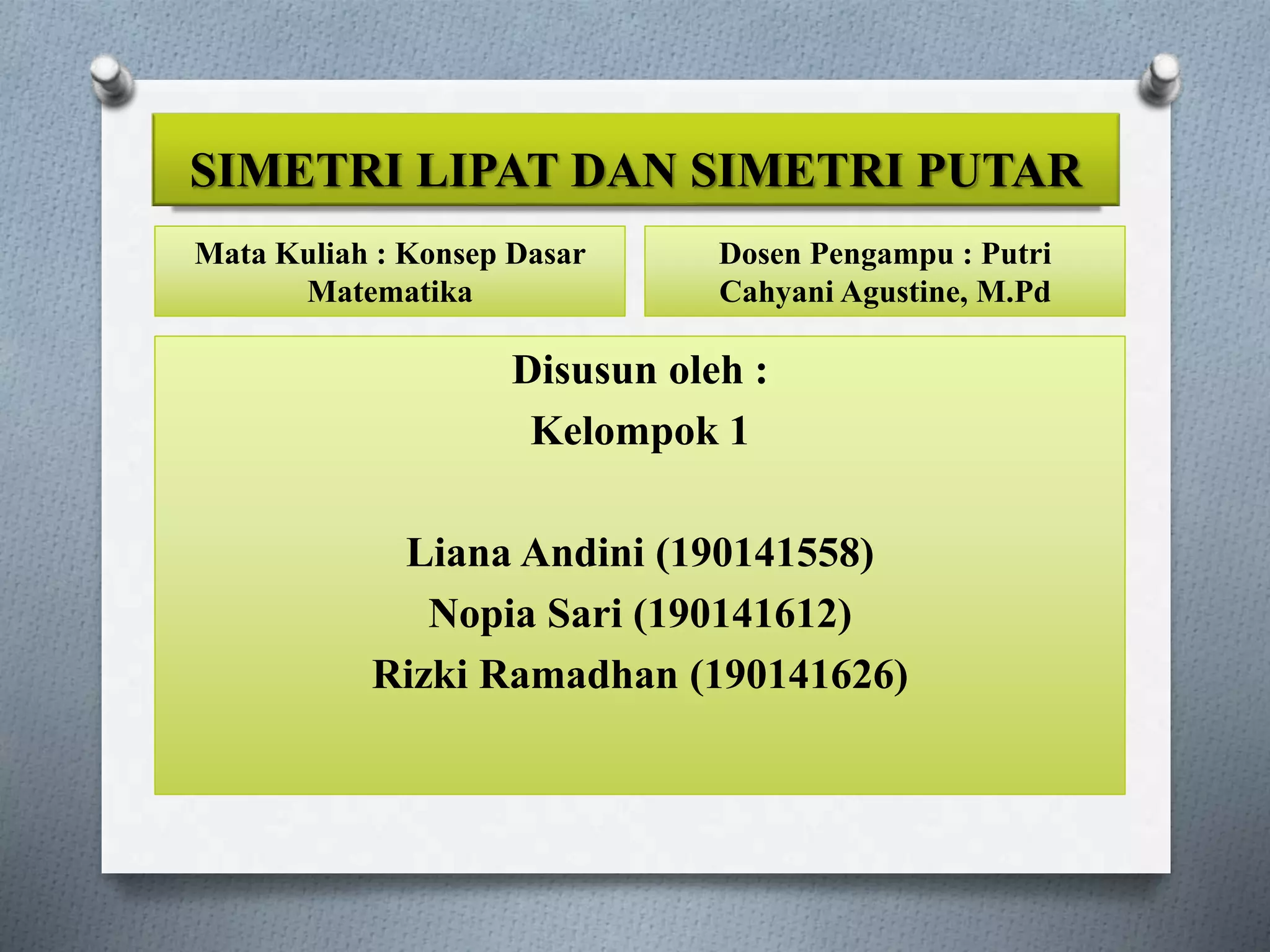 Ppt singkat simetri lipat dan simetri putar | PPTX