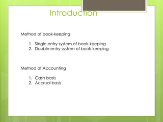 single entry system of book keeping | PPTX