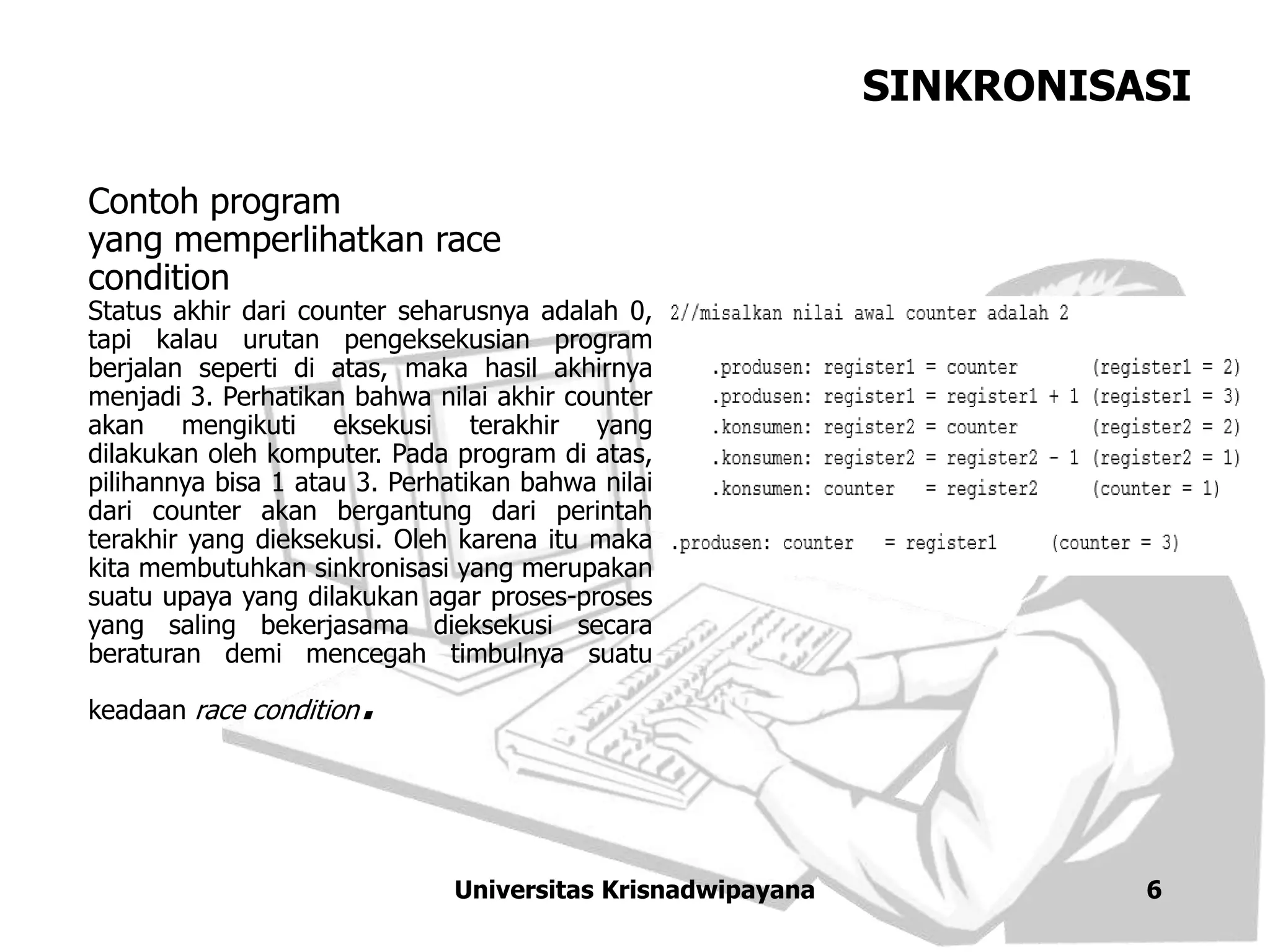 Ppt sinkronisasi dalam Sistem Operasi | PPTX