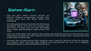 Teknologi Kenyamanan Kendaraan Sistem Alarm Anti Maling | PPTX
