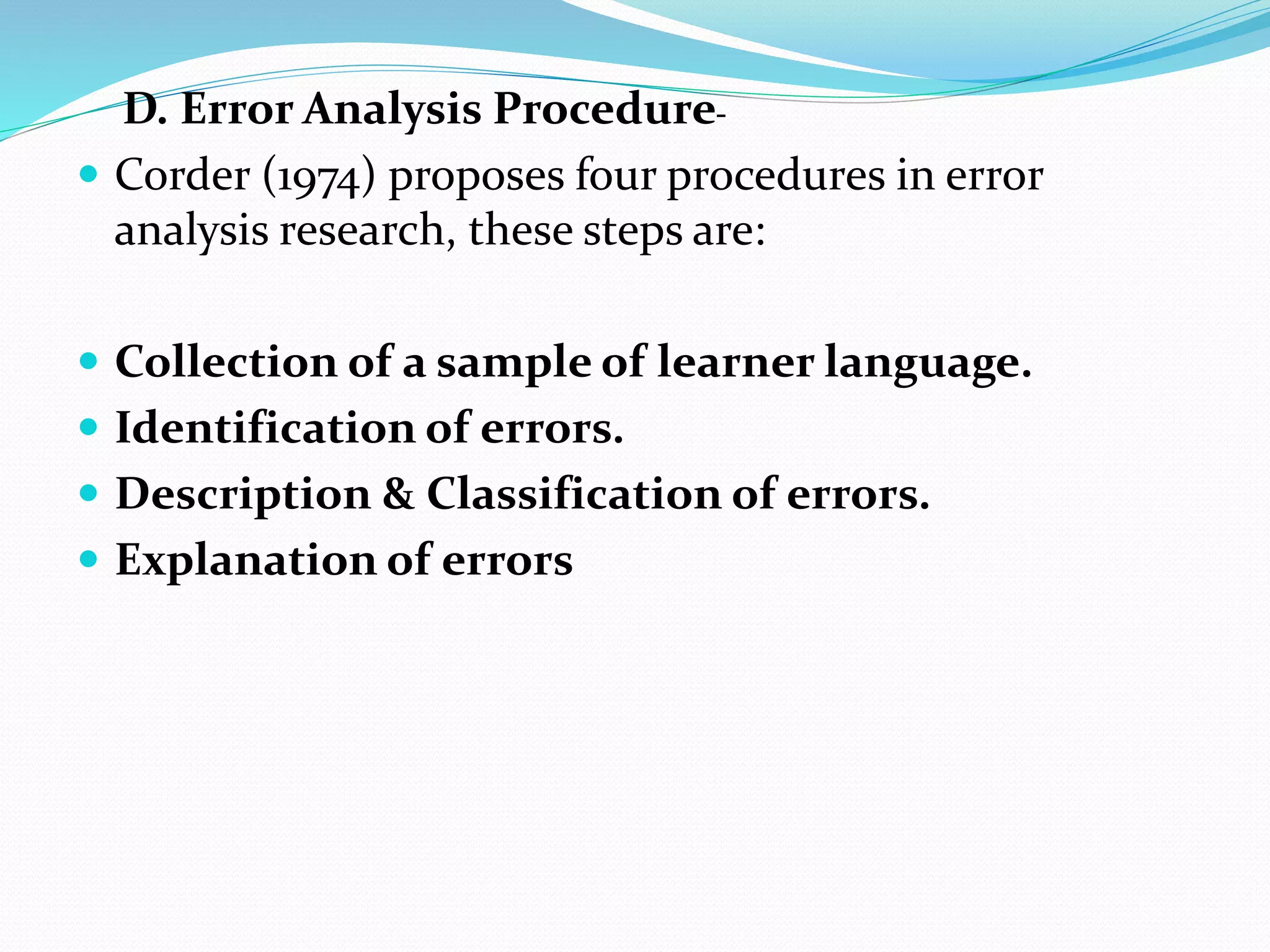 Second Language Acquisition (Error Analysis) | PPTX