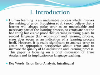 Second Language Acquisition (Error Analysis) | PPTX