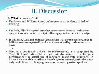 Second Language Acquisition (Error Analysis) | PPTX