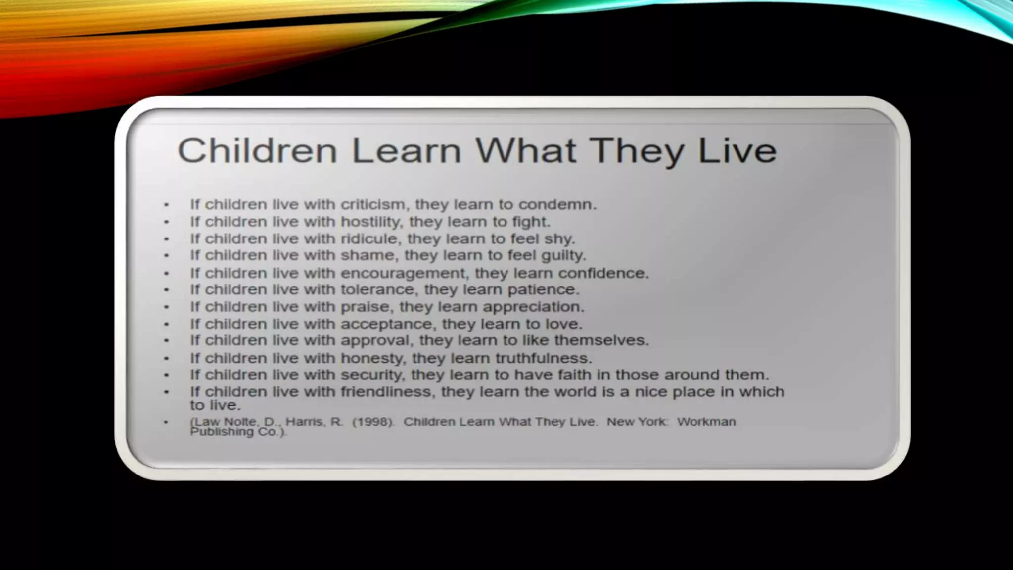 Children learn what they live Spanish version | PPTX