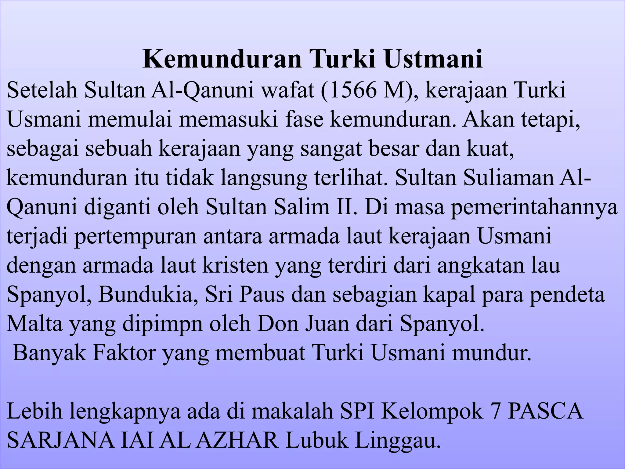 Ppt Peradaban Islam Pada Masa Dinasti Utsmani | PPT