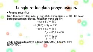 PPT Sistem Persaman Linear Metode Elimnasi, Subtitusi, Eliminasi ...