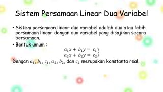 PPT Sistem Persamaan Linear Dua Variabel | PPTX