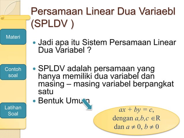 PPT pembelajaran SPLDV | PPTX