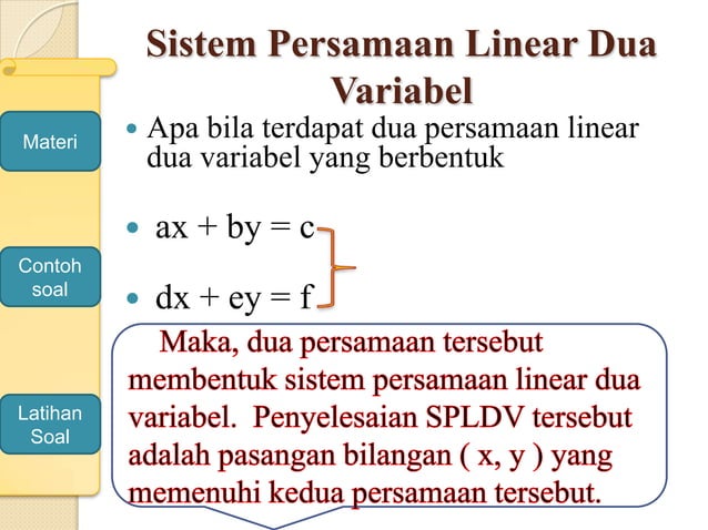PPT pembelajaran SPLDV | PPTX