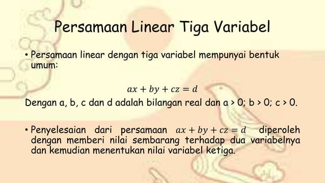 PPT Sistem Persamaan Linear Tiga Variabel | PPTX