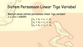 PPT Sistem Persamaan Linear Tiga Variabel | PPTX