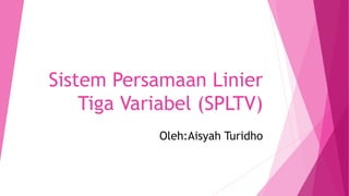 Ppt spltv (sistem persamaan linear tiga variabel) | PPTX