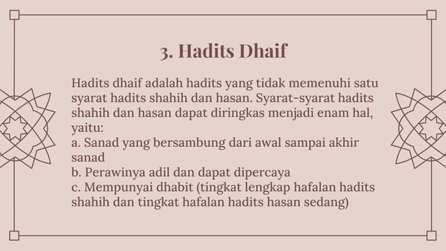 komponen hadist dan klasifikasi hadist | PPTX