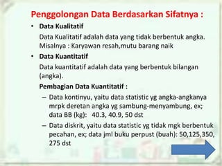 Statistik,Statistika dan Macam-Macam Data | PPTX