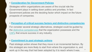 Process of strategic choice & role and subjective factor . | PPTX