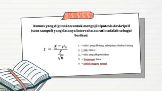 PPT STATISTIKA TERAPAN KELOMPOK 3 ANALISIS RERATA | PPTX