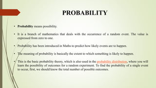 STSTISTICS AND PROBABILITY THEORY .pptx | Physics | Science