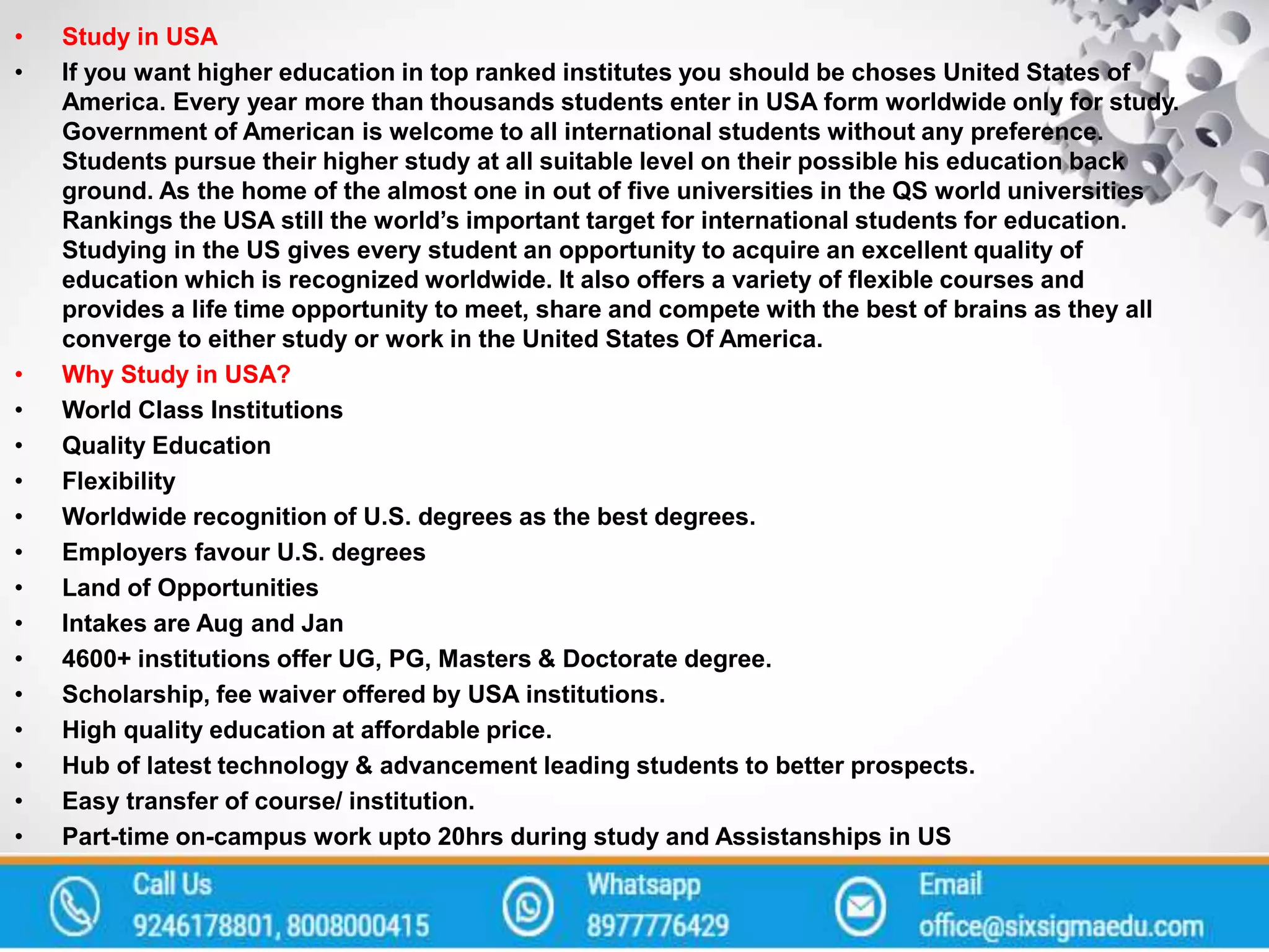 Study in USA | PPTX
