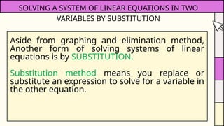 PPT SYSTEMS OF LINEAR EQUATIONS BY SUBSTITUTION METHOD | PPTX