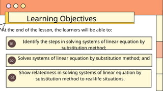 PPT SYSTEMS OF LINEAR EQUATIONS BY SUBSTITUTION METHOD | PPTX