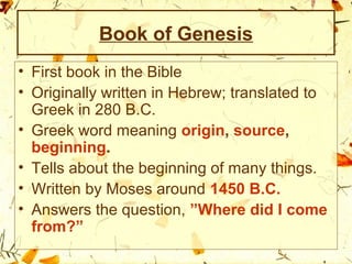 Ppt survey of genesis | PPT