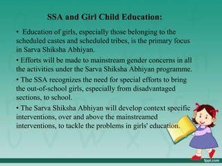 "An assessment of girls' education under SSA" | PPTX