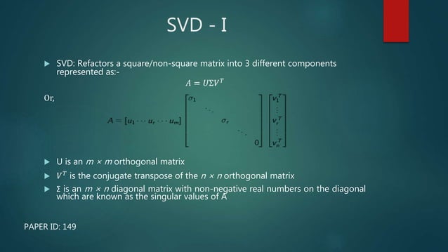 SVD - IEEE WiSPNET 2016 Conference Presentation | PPT