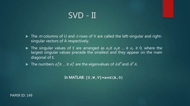 SVD - IEEE WiSPNET 2016 Conference Presentation | PPT