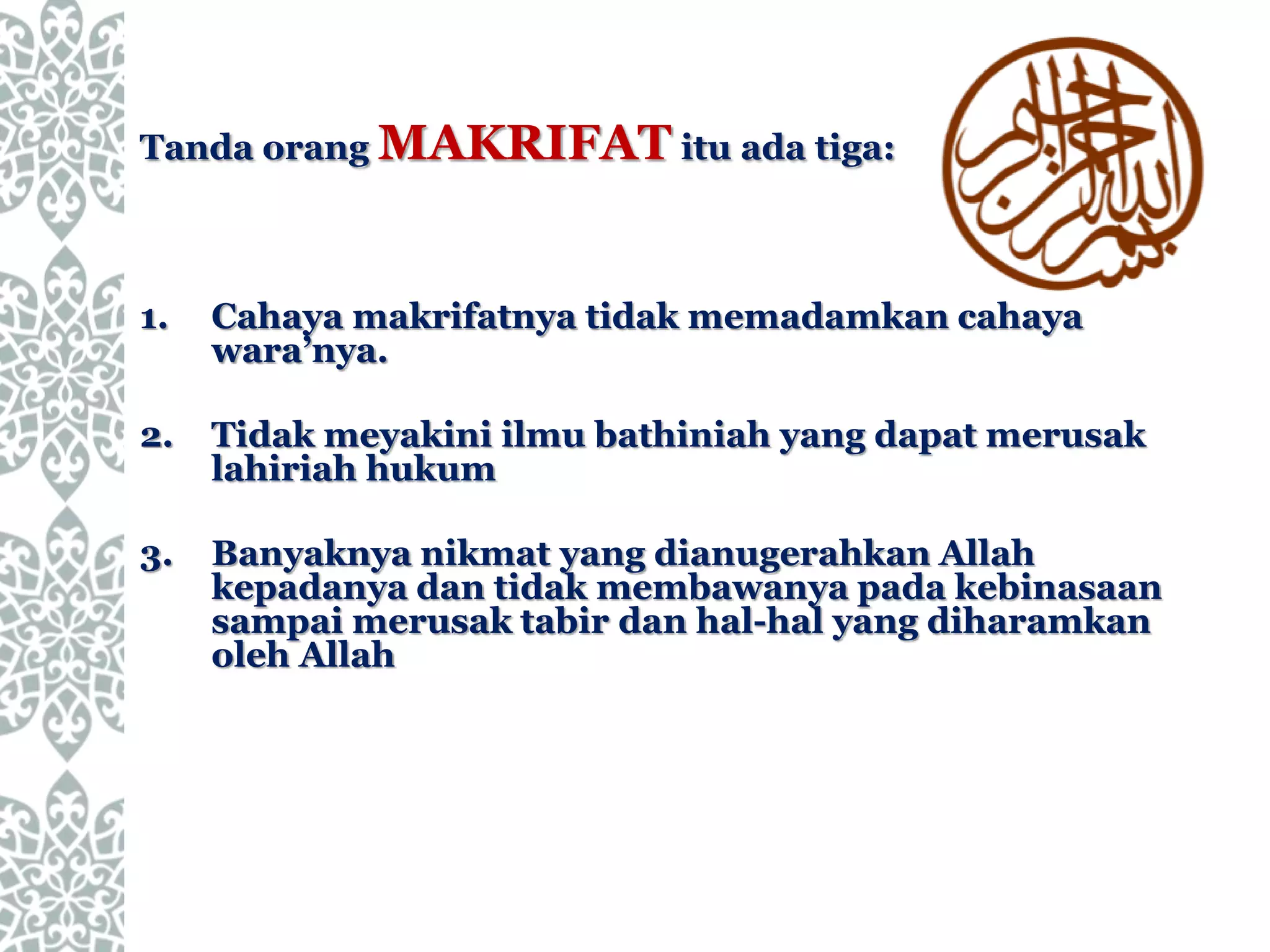 Ppt syariat, tarekat, hakikat, dan makrifat | PPTX