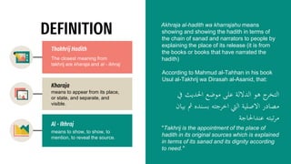 PPT Takhrij Hadits - Penelusuran Sanad Matan dan Perawi hadis | PPT