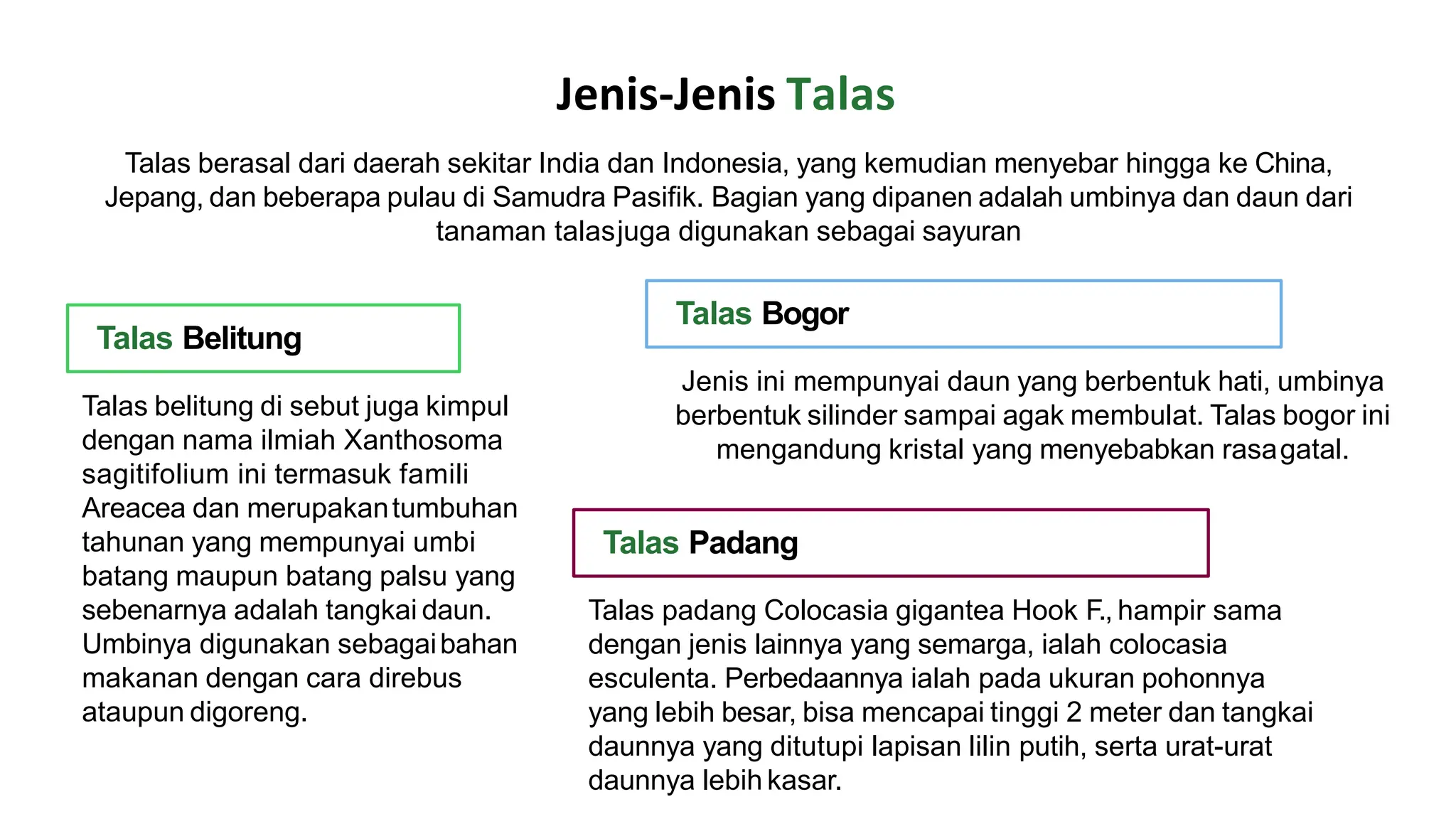 tanaman pangan talas lestari nurul afifah | PPT