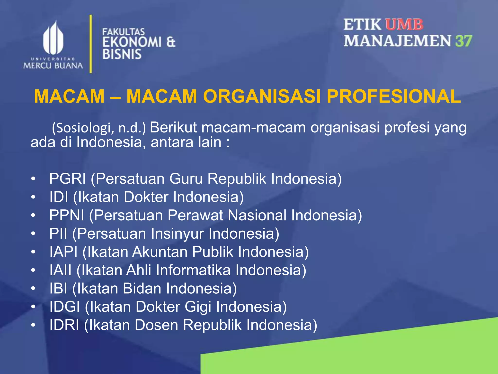 ORGANISASI PROFESIONAL | PPTX