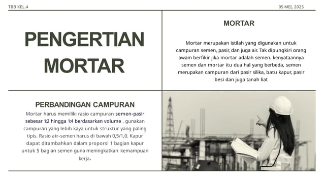 spesi or mortar, description tes and explanation | PPTX