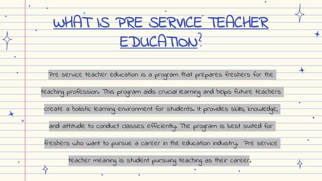 Teacher Education: Pre Service CONCEPT AND IMPORTANCE | PPTX
