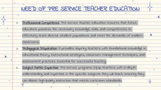 Teacher Education: Pre Service CONCEPT AND IMPORTANCE | PPTX