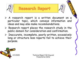 Component of research report | PPTX